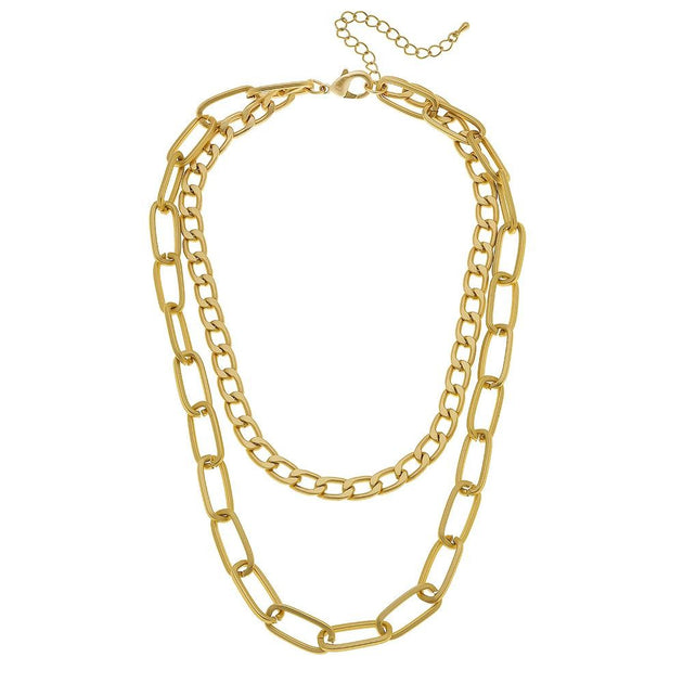Hera Layered Chain Necklace in Matte Gold – Suz and Bex